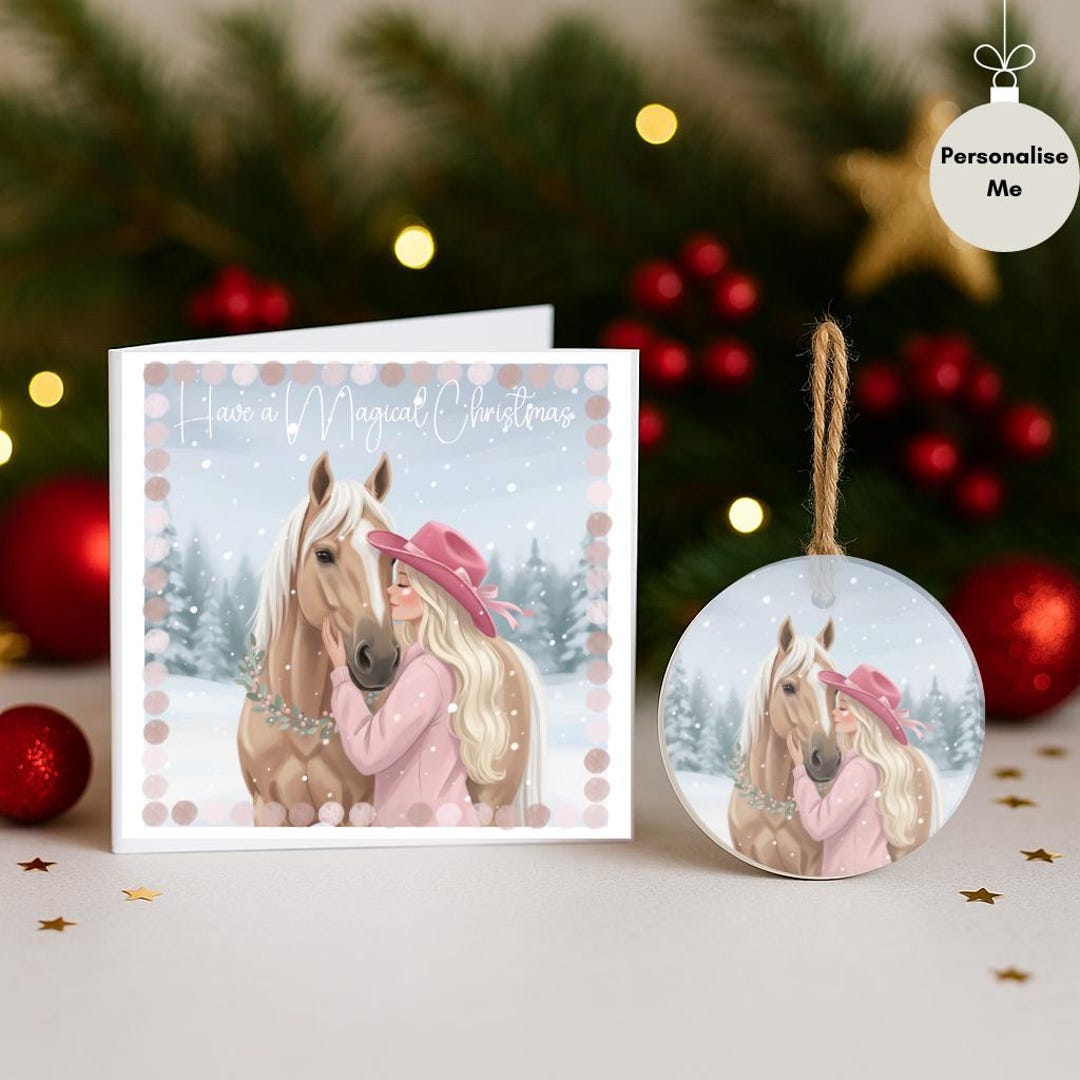 Christmas Cowgirl & Horse Card and Ornament Gift Set| Country Western ...