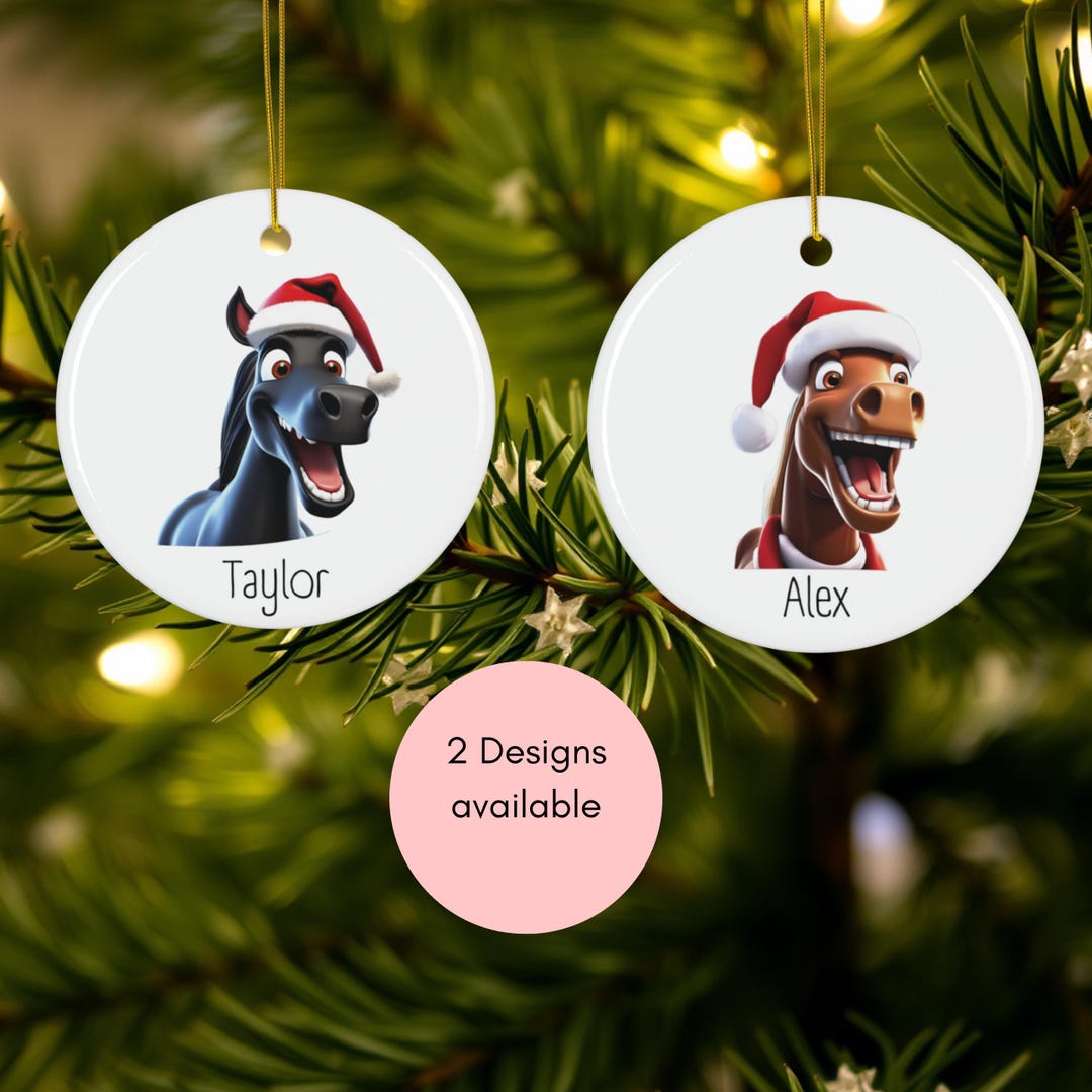 Personalised Caricature Horse Christmas Ornament, Decoration With Name ...