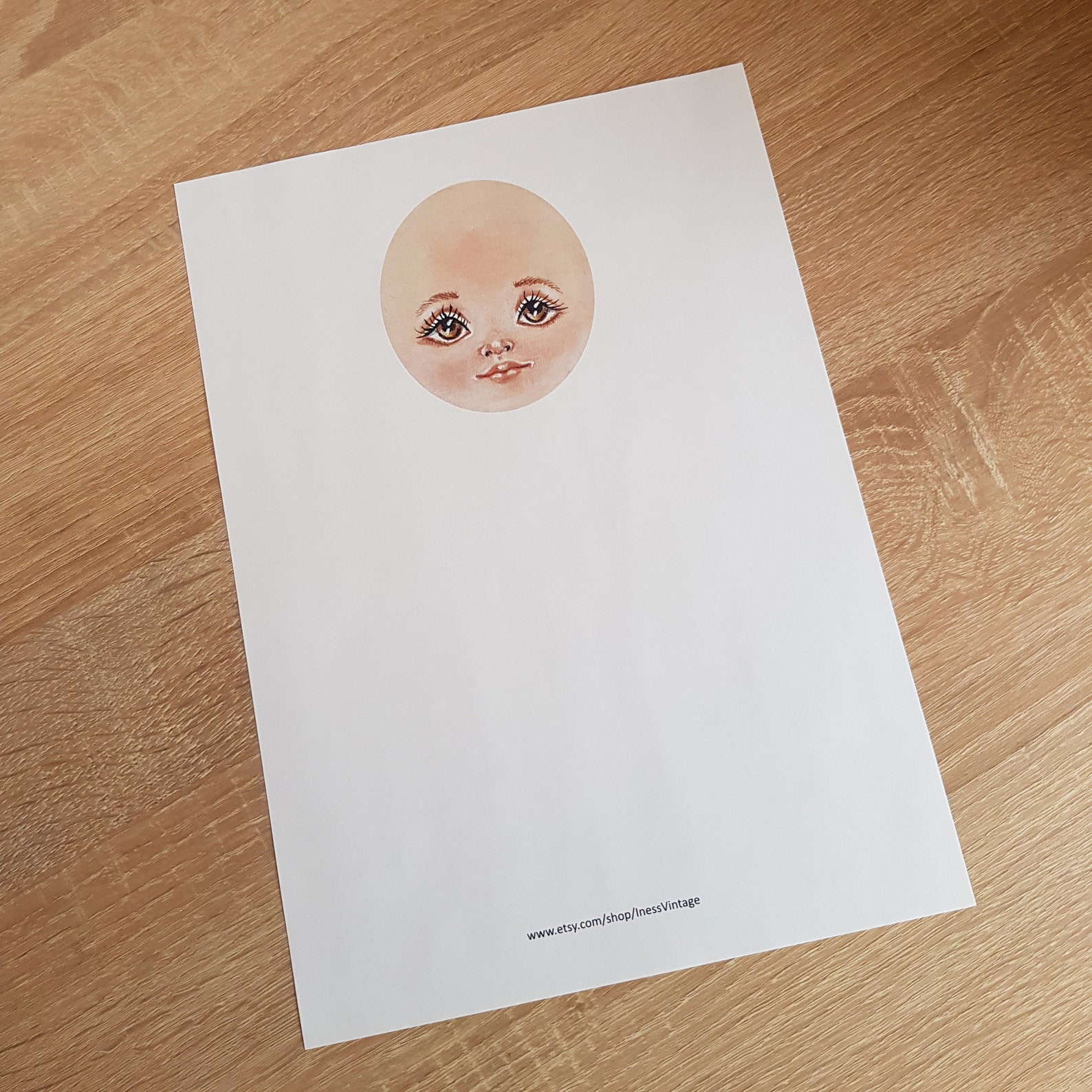 Doll Face Print, Brown Eyes, Doll Face, Clipart, Digital Abstract ...