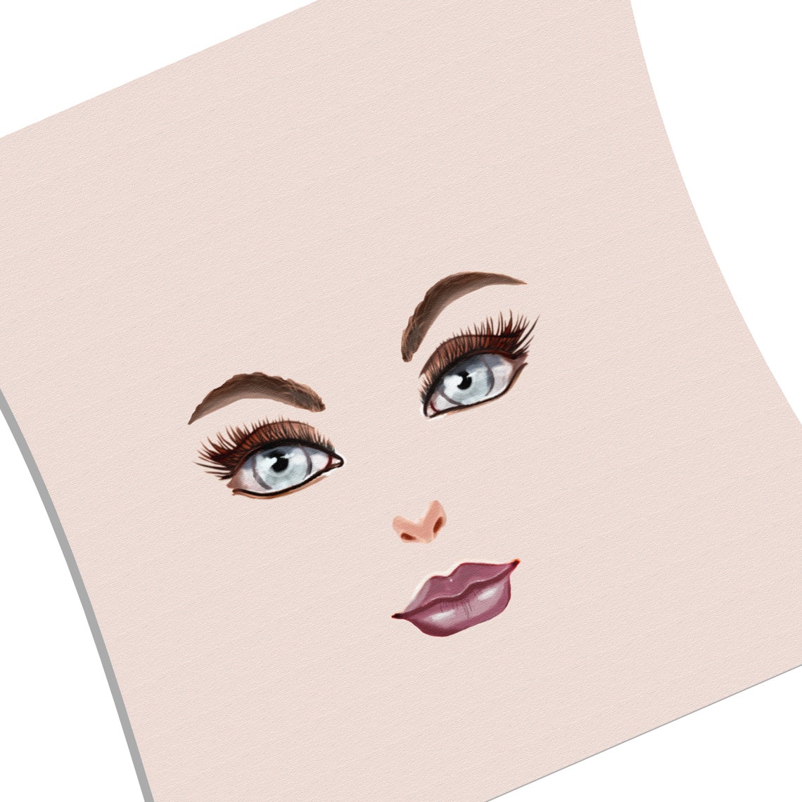 Facial Features on a Transparent Background. Eyes and Lips With Makeup ...
