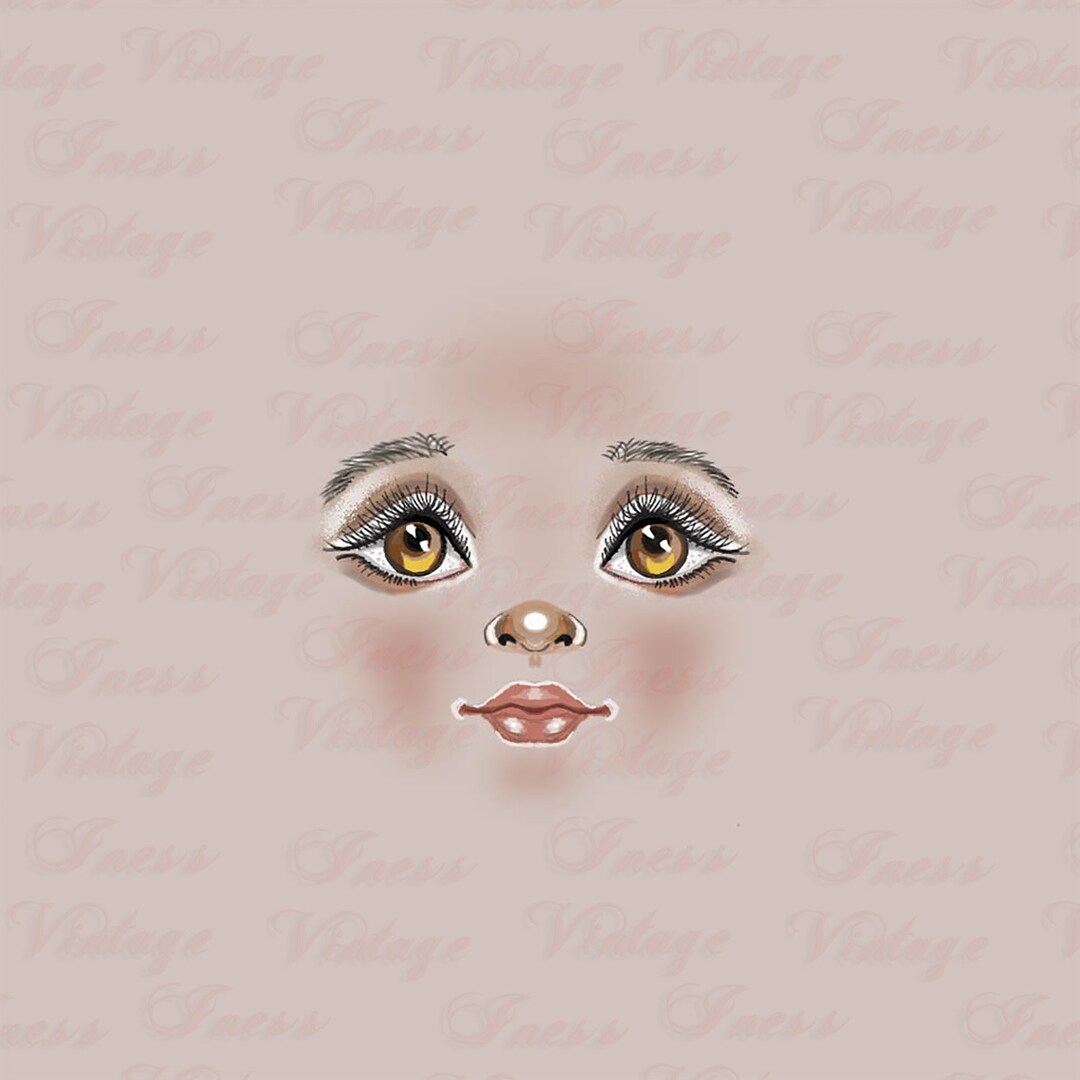 Doll Face Print, Beautiful Doll Faces, Clipart Eyes, Lips, Nose ...