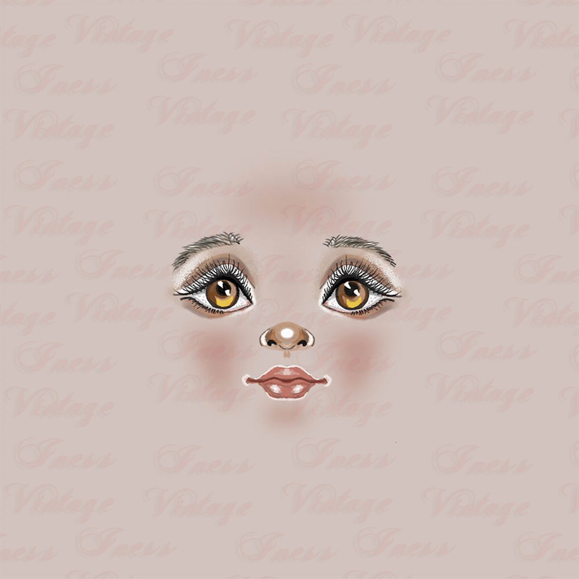 Doll Face Print, Beautiful Doll Faces, Clipart Eyes, Lips, Nose ...