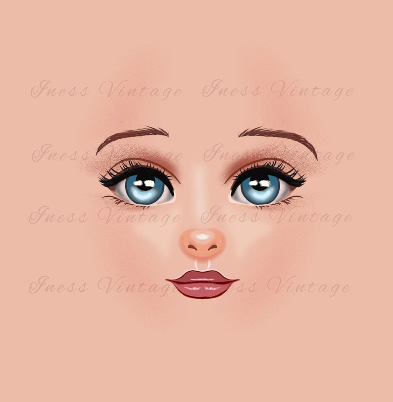 Doll Face Print, Blue Eyes, Beautiful Doll Faces, Clipart Eyes, Lips ...