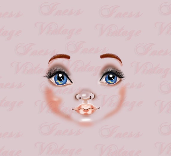 Doll Face Print Download Beautiful Face Clipart Blue - Etsy