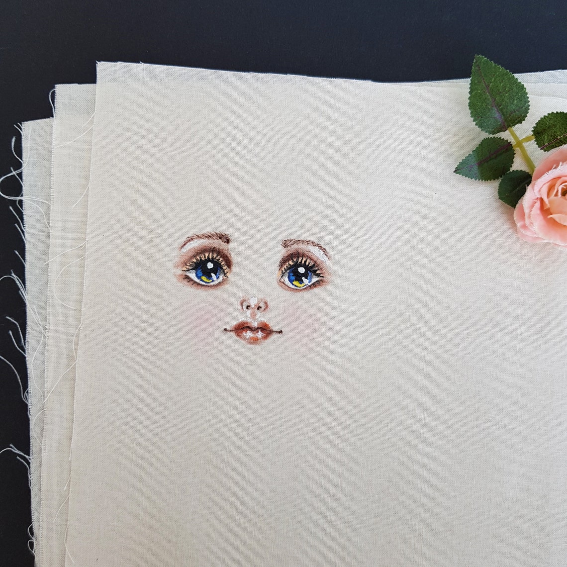 Doll Face Print, Beautiful Doll Faces, Clipart Eyes, Lips, Nose, Blue ...