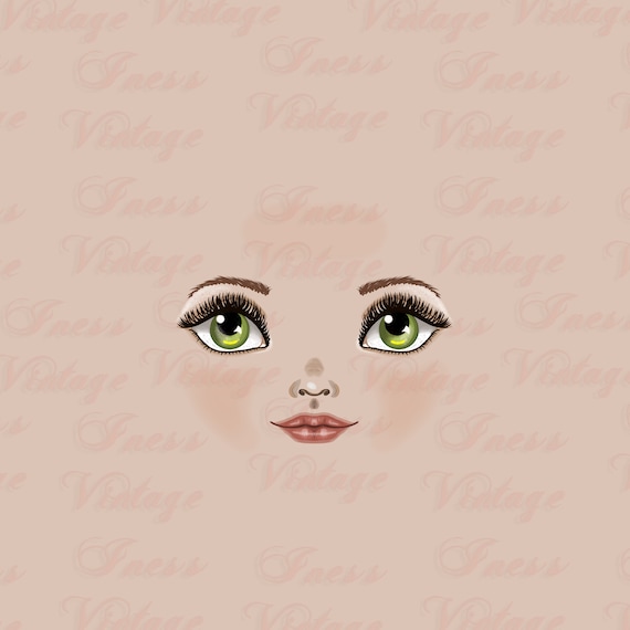 Doll Face Print Beautiful Doll Face Clipart Green Eyes - Etsy