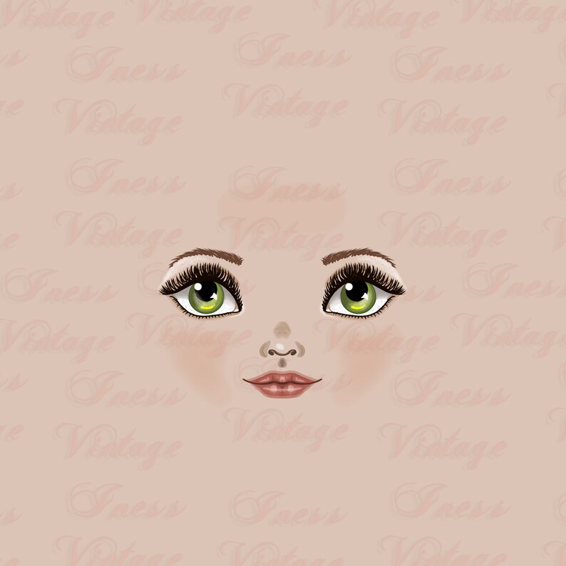 Doll Face Print Beautiful Doll Face Clipart Green Eyes - Etsy