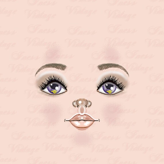 Doll Face Print Plump Lips Beautiful Doll Faces Clipart | Etsy