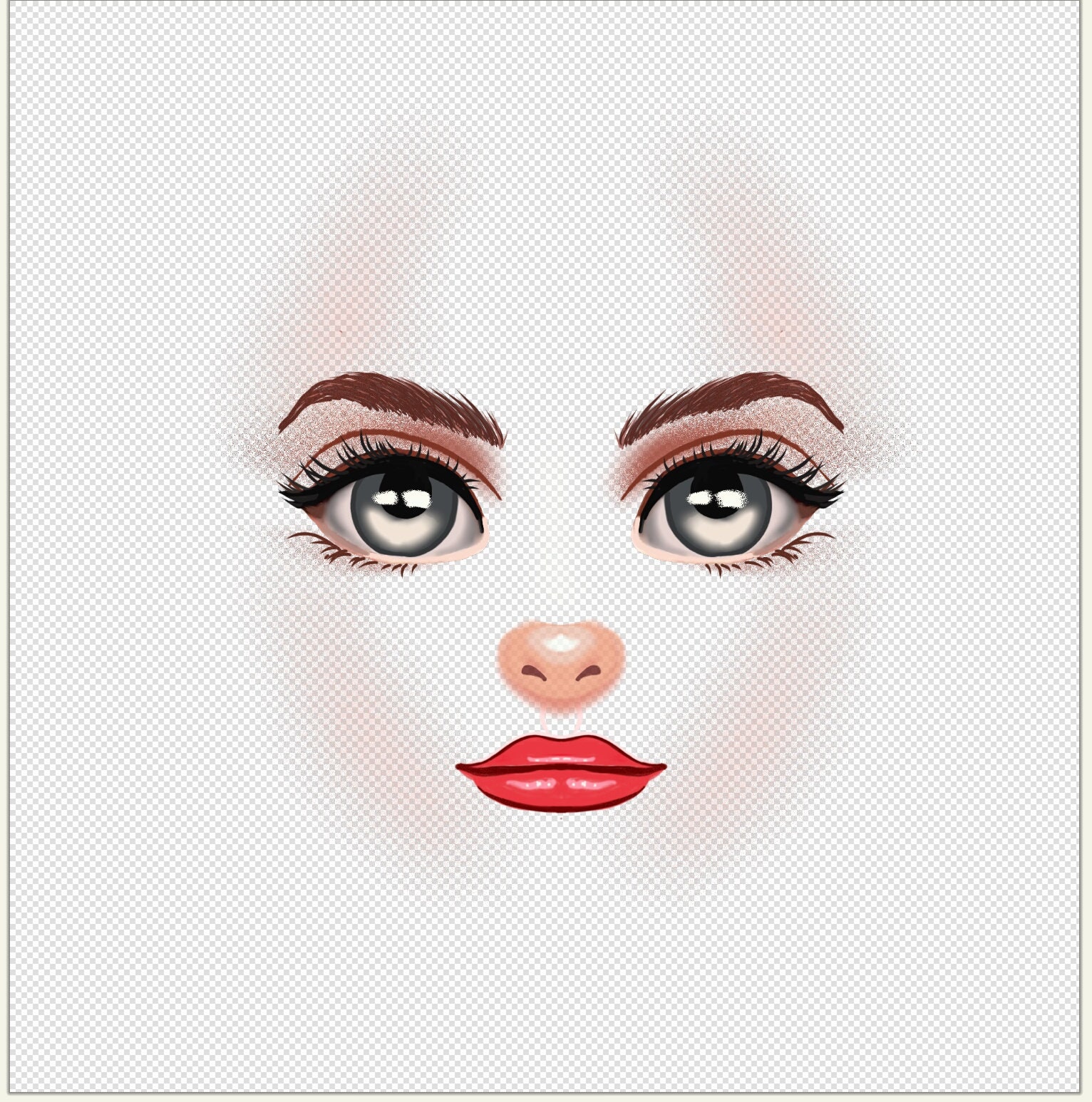 Doll Face Print, Grey Eyes, Beautiful Doll Faces, Clipart Eyes, Lips ...