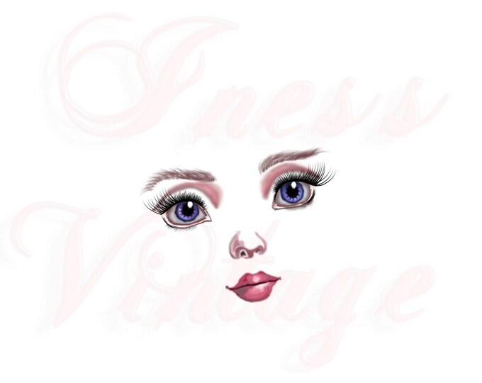 Printable Doll Faces for Making Art Dolls, Whimsical Female Face for ...