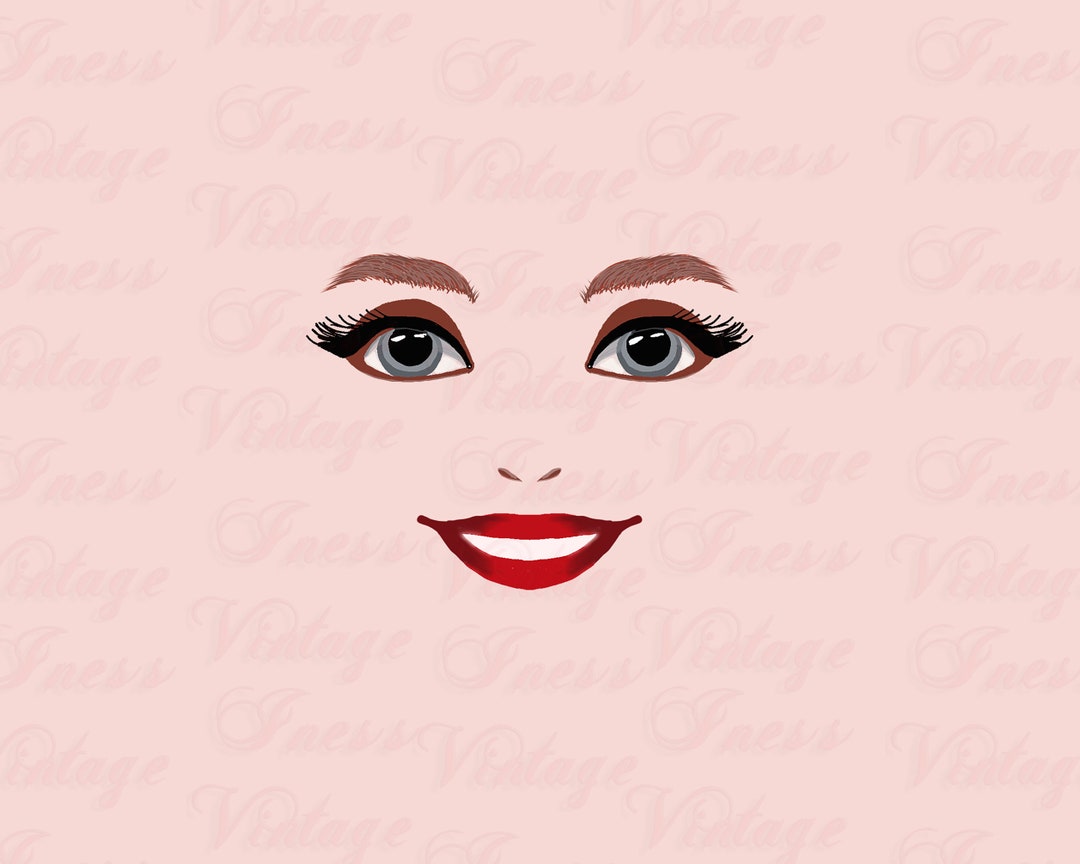 Girl Face, Doll Face, Facial Features on a Transparent Background ...