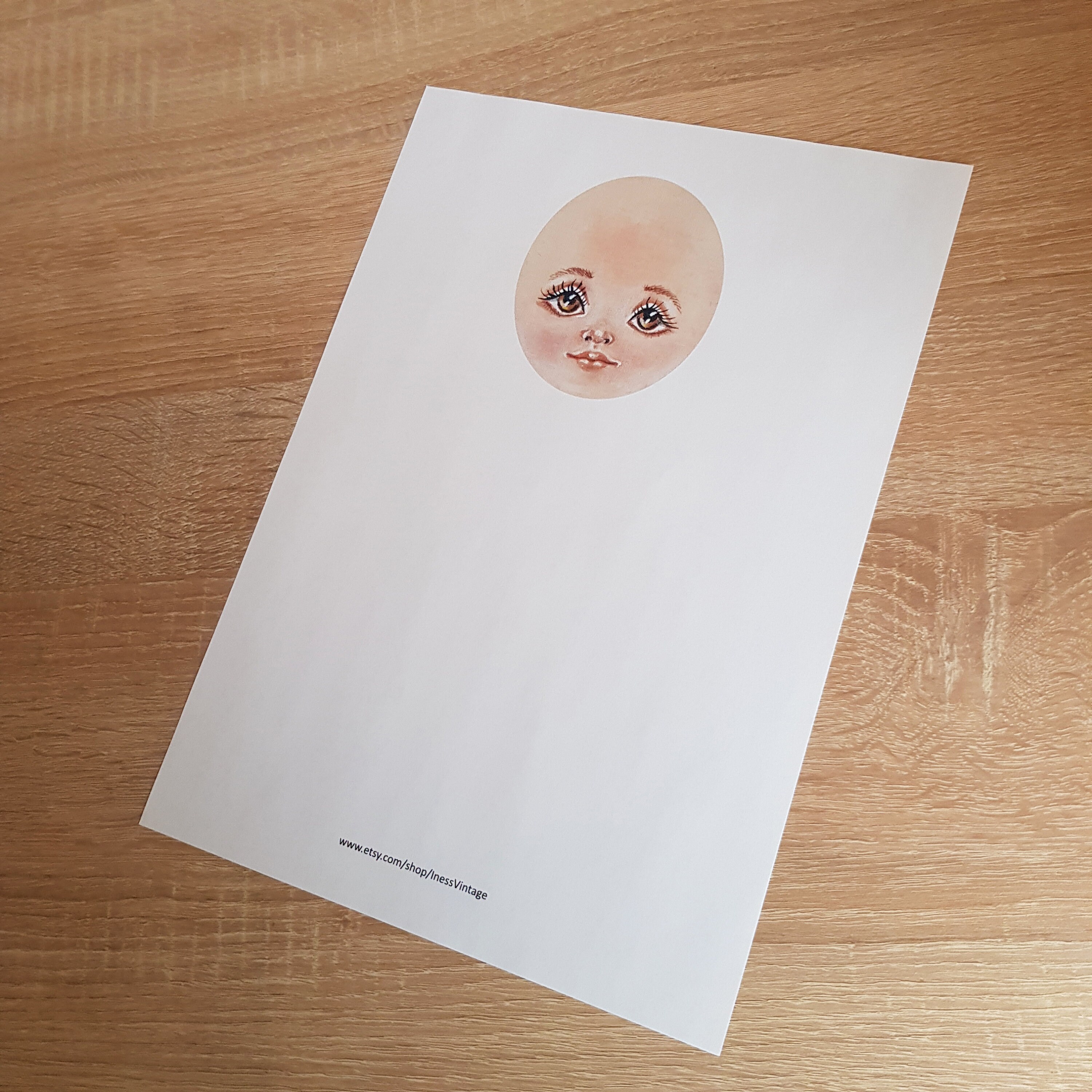 Doll Face Print, Brown Eyes, Doll Face, Clipart, Digital Abstract ...