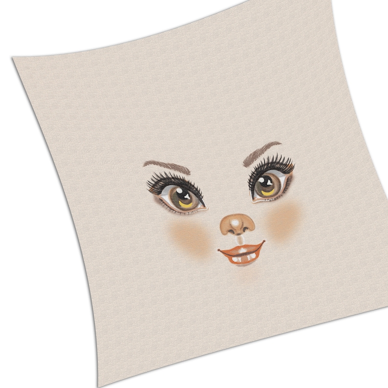 Doll Face Print, Beautiful Face, Clipart Eyes, Lips, Nose, Digital ...