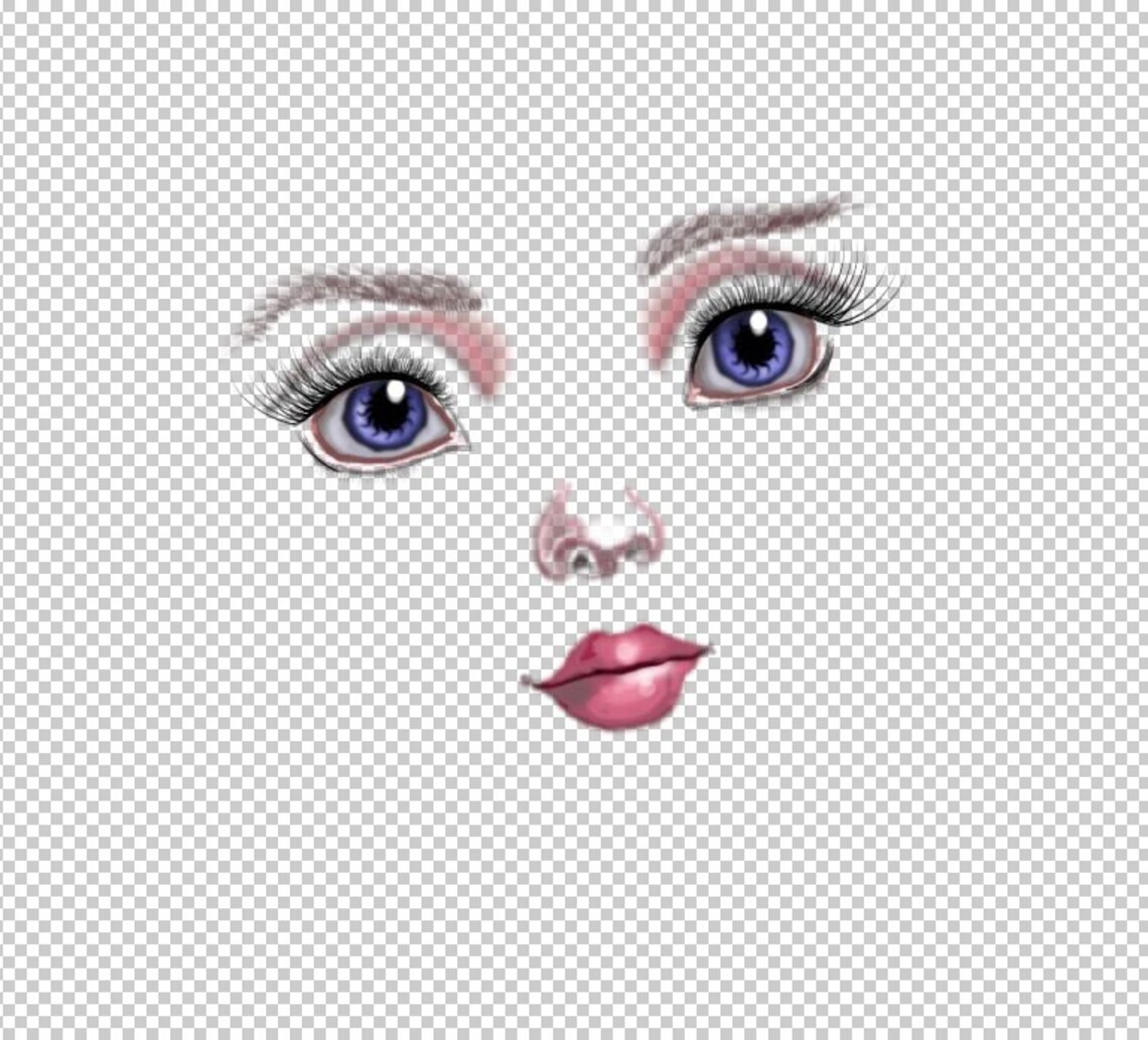 Facial Features on a Transparent Background and on a - Etsy