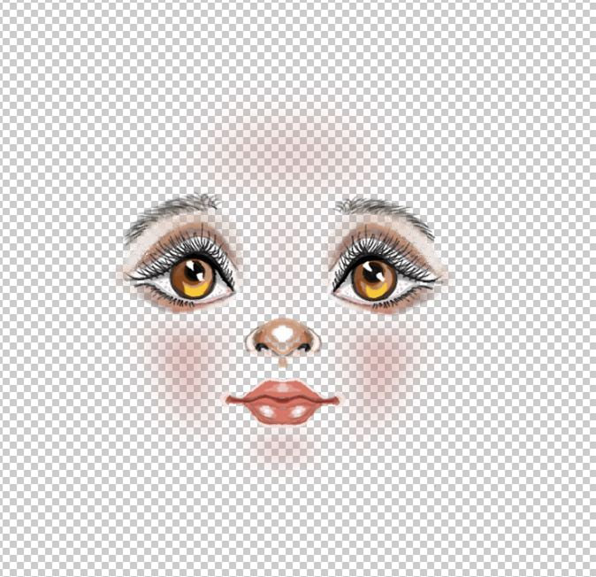 Doll Face Print, Beautiful Doll Faces, Clipart Eyes, Lips, Nose ...