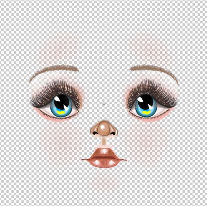 Doll Face Print, Beautiful Face, Clipart Eyes, Lips, Nose, Digital ...
