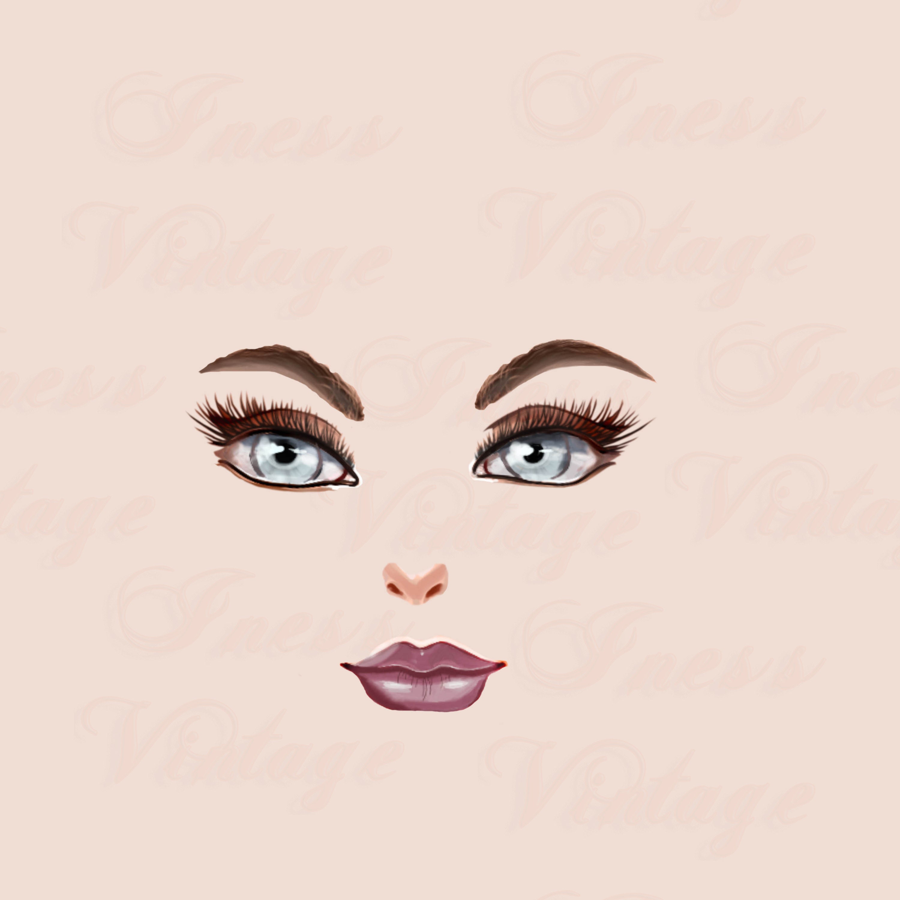 Facial Features on a Transparent Background. Eyes and Lips With Makeup ...