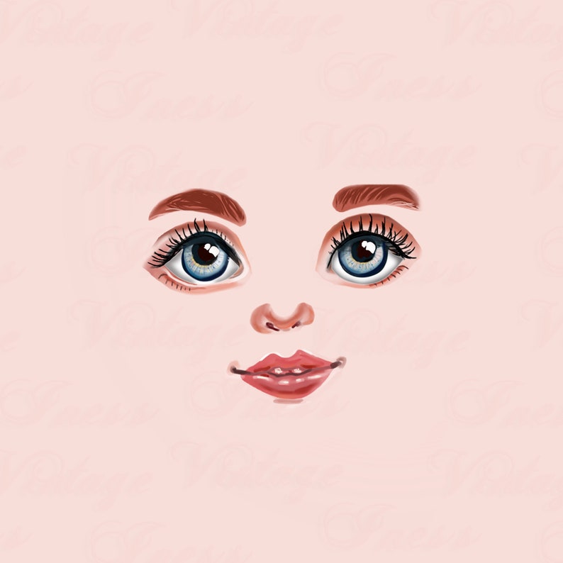 Girl Face, Doll Face, Facial Features on a Transparent Background ...