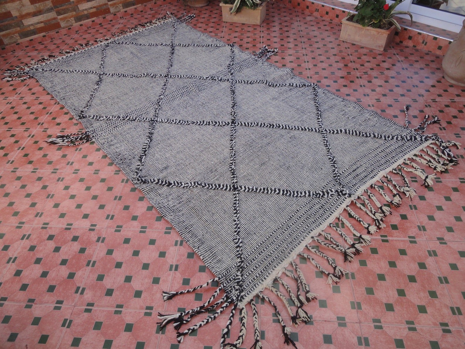 Kilim Rug 100% Wool Handmade Carpet Zanafi Authentic Hanbel Moroccan ...