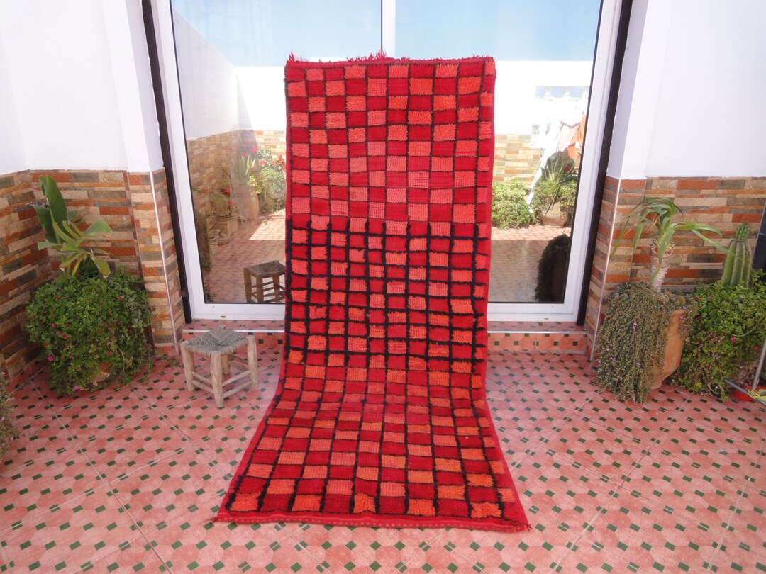 Red Rug Moroccan Berber /carpet Runner - Etsy