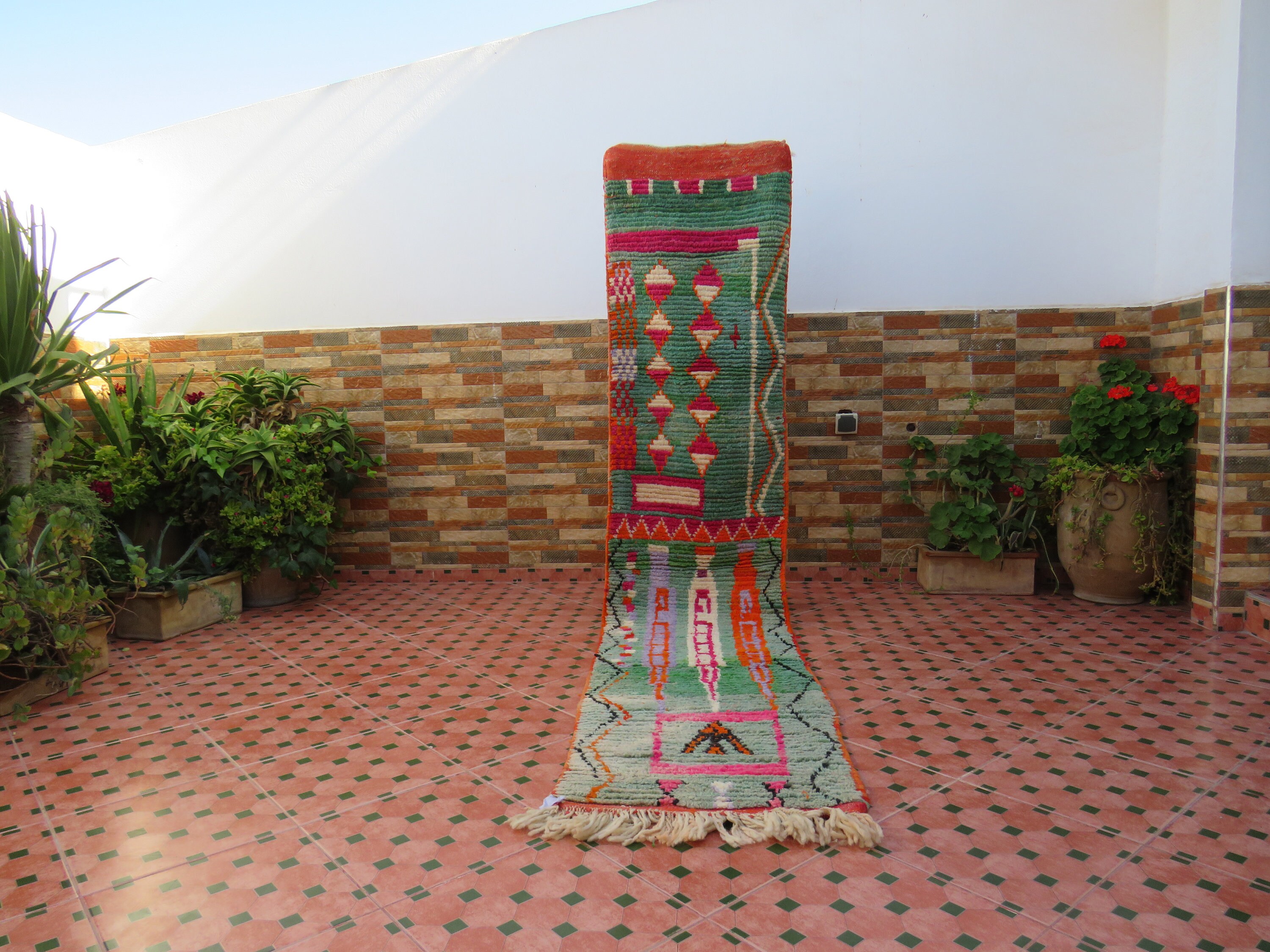 Azilal carpet hallway runner boucherouite moroccan berber rug | Etsy