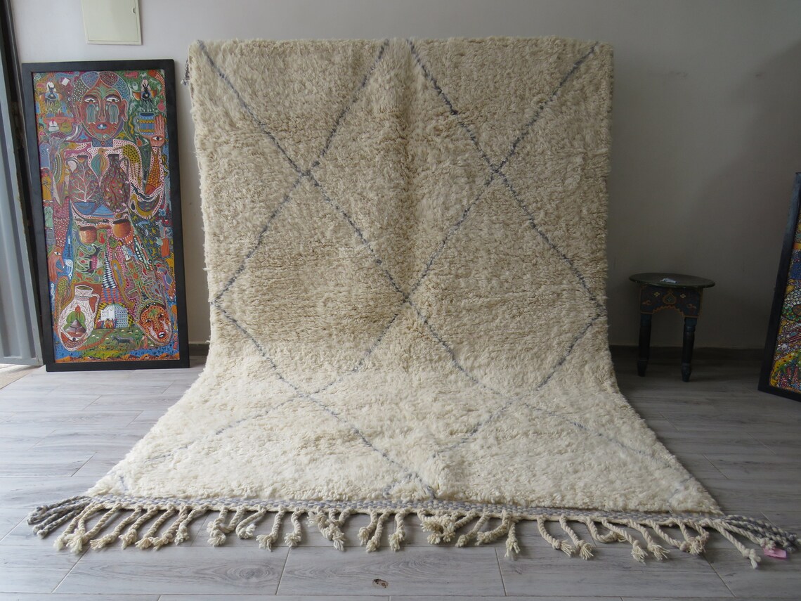 Beni Ourain Authentic 100% WOOL Handmade Moroccan Berber Rug - Etsy