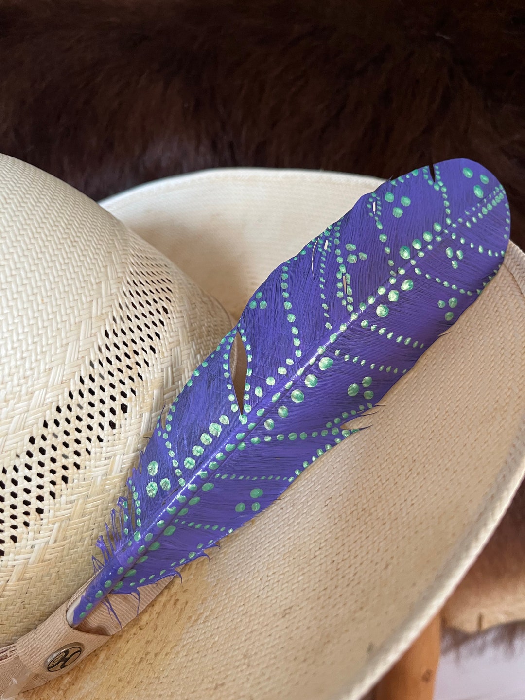 Purple and Turquoise Feather - Etsy