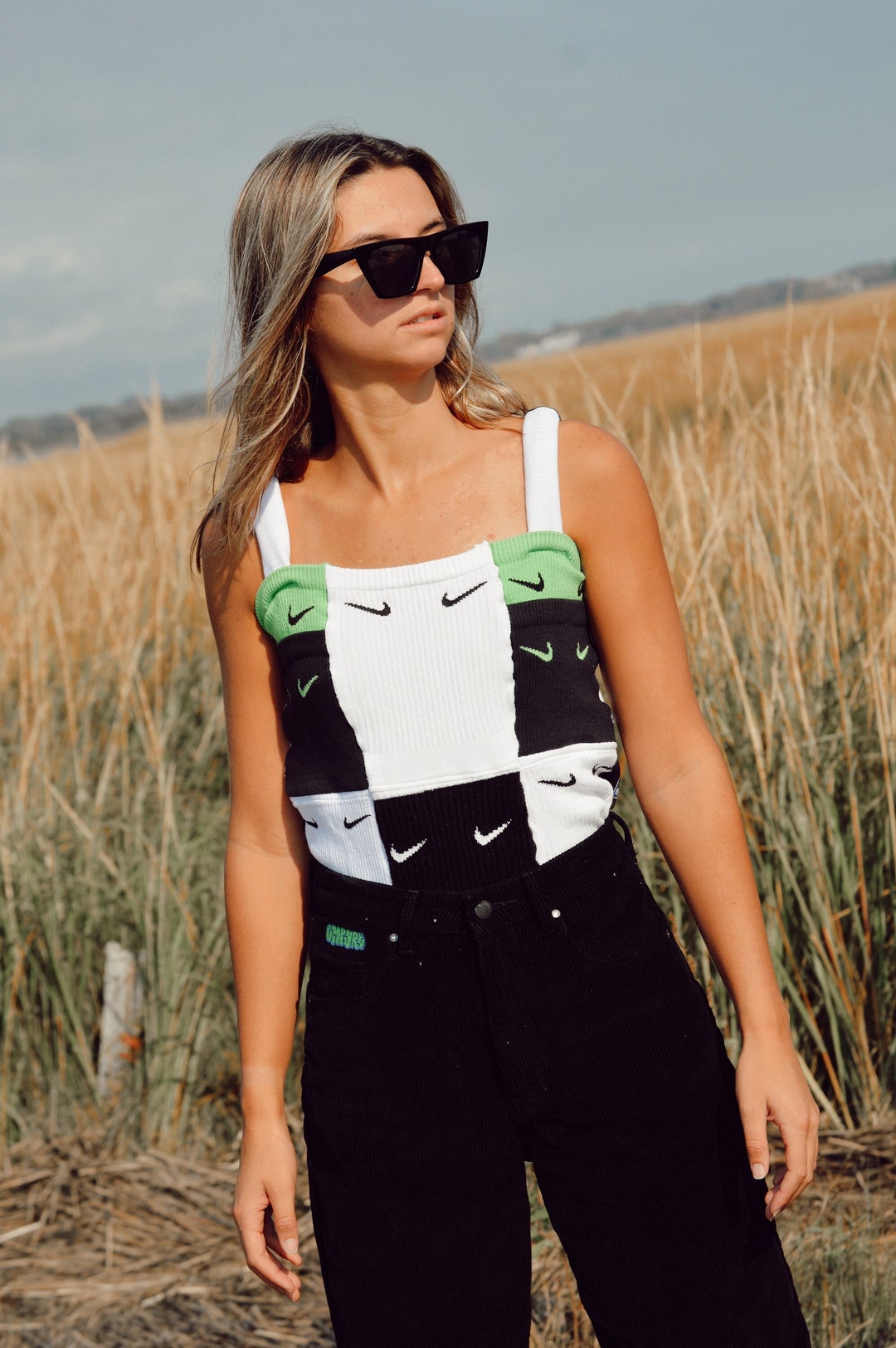 Upcycled Black & White Sock Top - Etsy