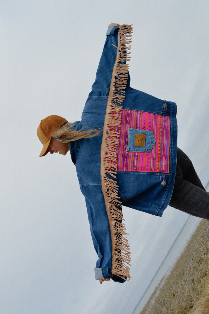 Upcycled Western Fringe Denim Jacket - Etsy