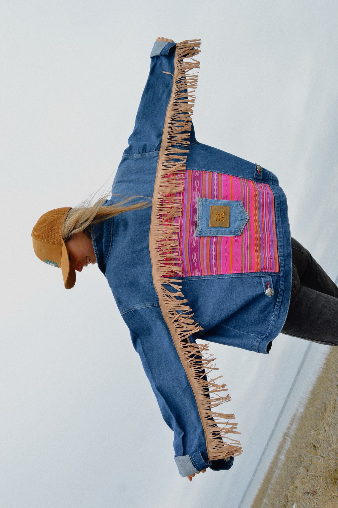 Upcycled Western Fringe Denim Jacket - Etsy