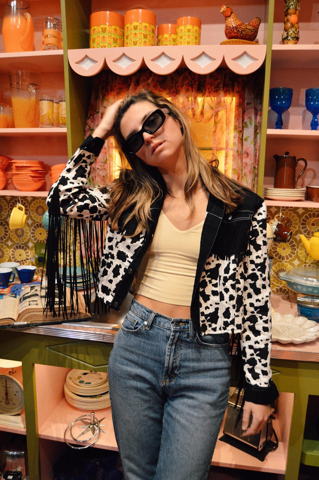 Upcycled Cow Fringe Jacket - Etsy