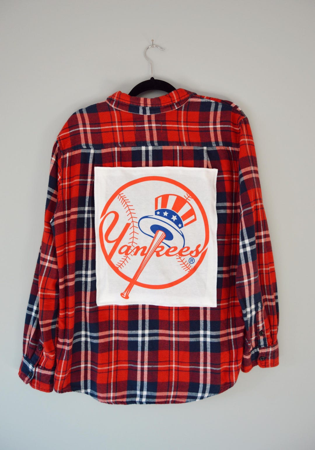 Upcycled Red & Blue Yankees Flannel - Etsy