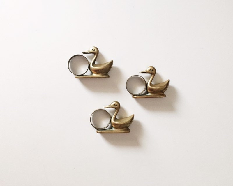 Vintage Brass Duck Napkin Ring Set 3 Mid-century Metal Bird | Etsy