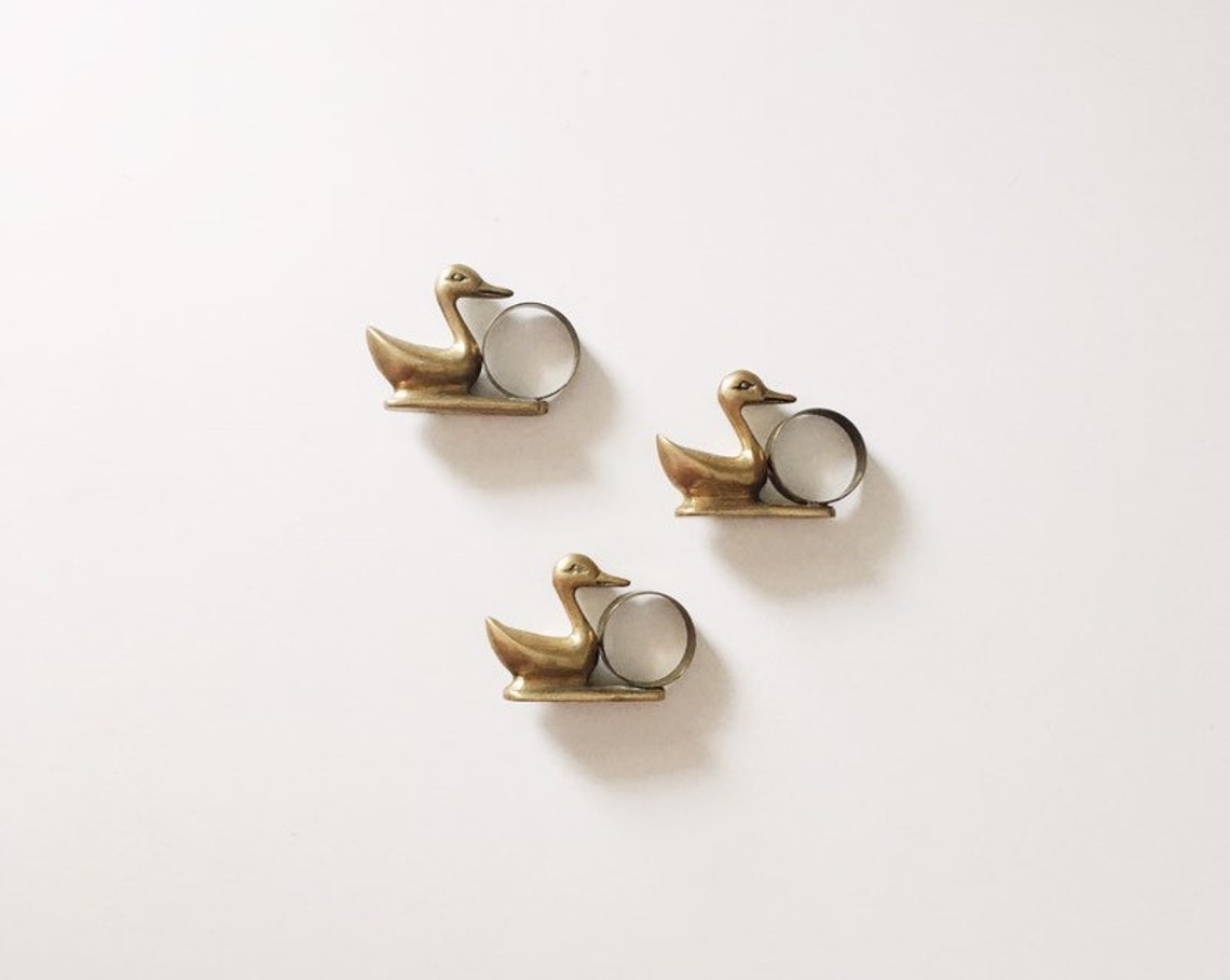 Vintage Brass Duck Napkin Ring Set 3 Mid-century Metal Bird | Etsy