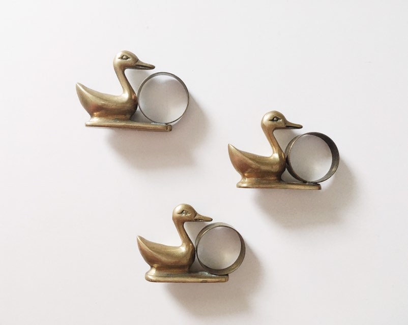Vintage Brass Duck Napkin Ring Set 3 Mid-century Metal Bird | Etsy