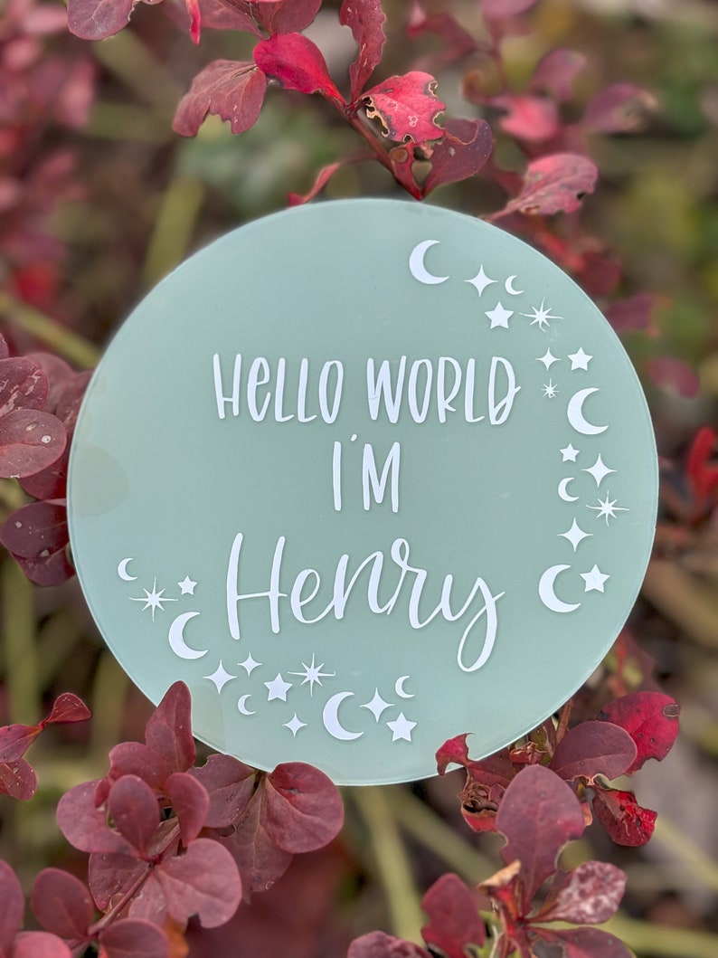 Personalised Birth Announcement Sign, New Baby, Hello World, Baby Name ...