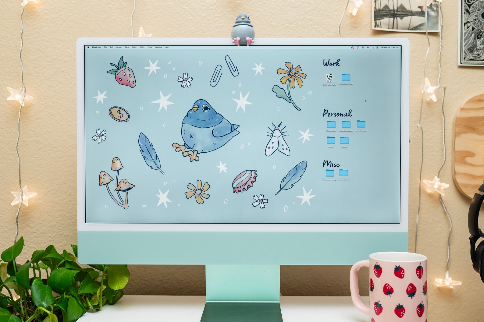 Aesthetic Imac Webcam Camera Cover and Desktop Decor - Cute Pigeon ...