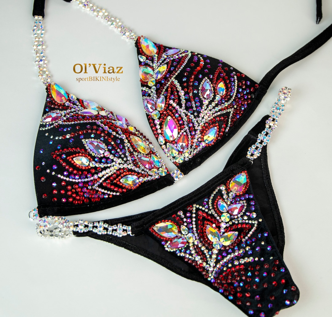 NPC,IFBB,WBFF Black Velvet Competition Bikini With NPC,IFBB,WBFF Black Velvet Competition Bikini With