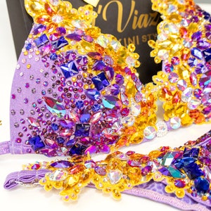 Magic WBFF Show Bikini Metallic Spandex With Crystals/competition Suit ...