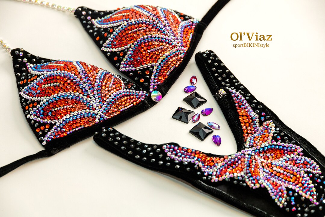 NPC,IFBB,WBFF Black Lily Velvet Competition Figure,wellness Suit With ...