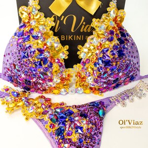 Magic WBFF Show Bikini Metallic Spandex With Crystals/competition Suit ...