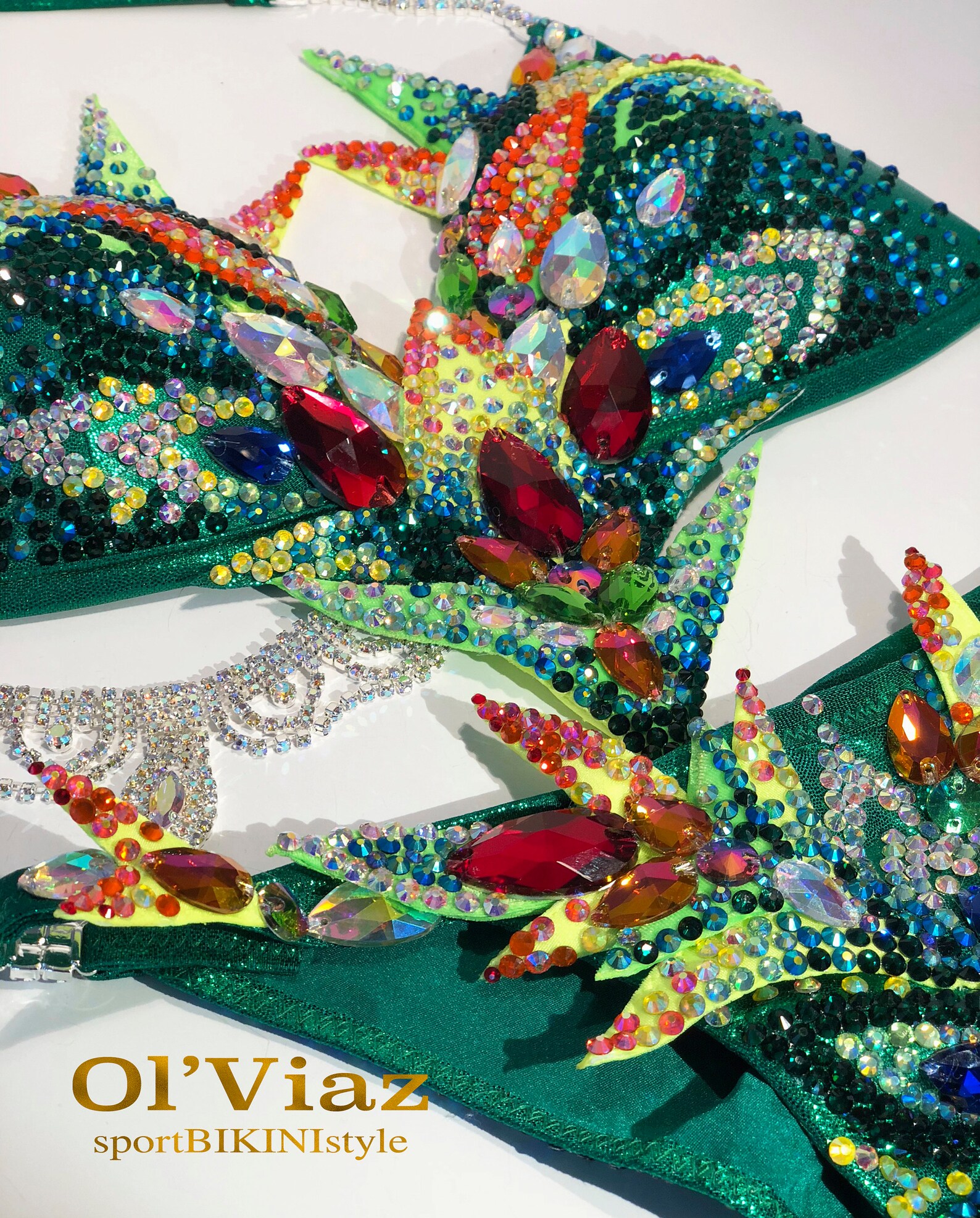 Fantasy&green WBFF Show Bikini Metallic Spandex With | Etsy