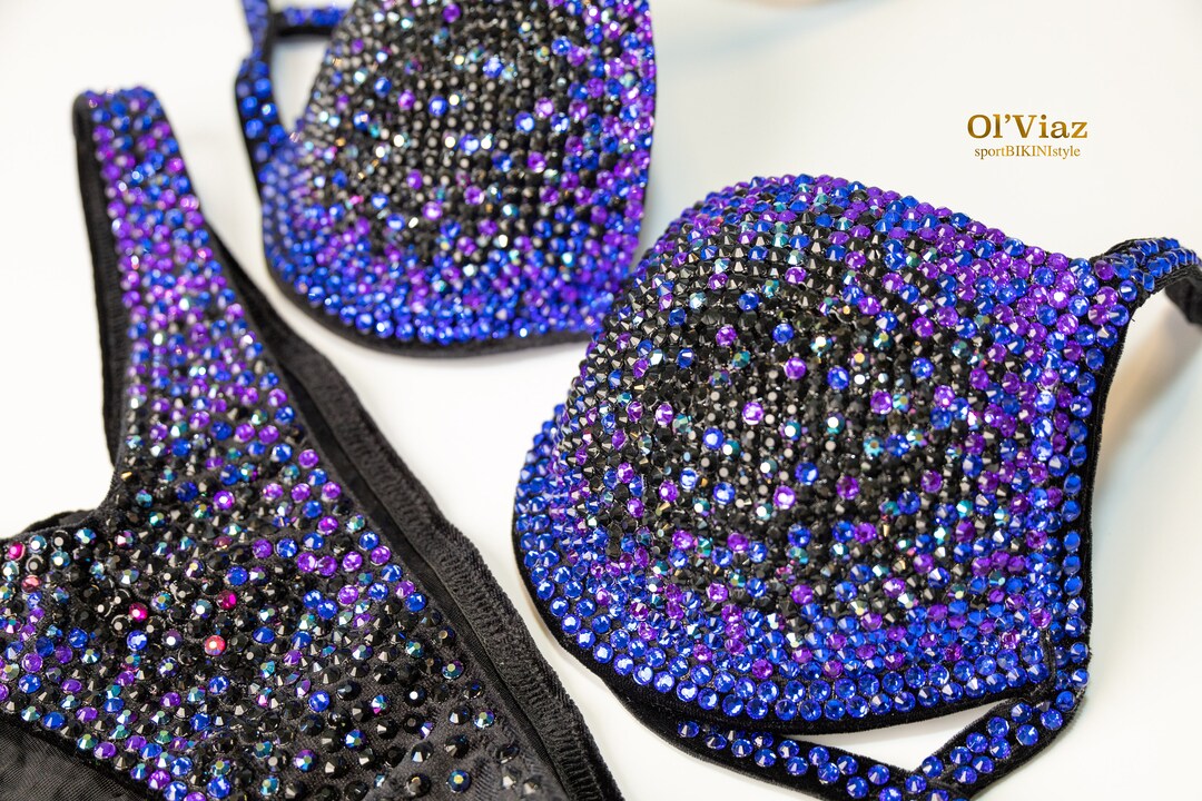 Black Gypsy Bikini Wellness Suit With Crystals for NPC,IFBB,WBFF ...