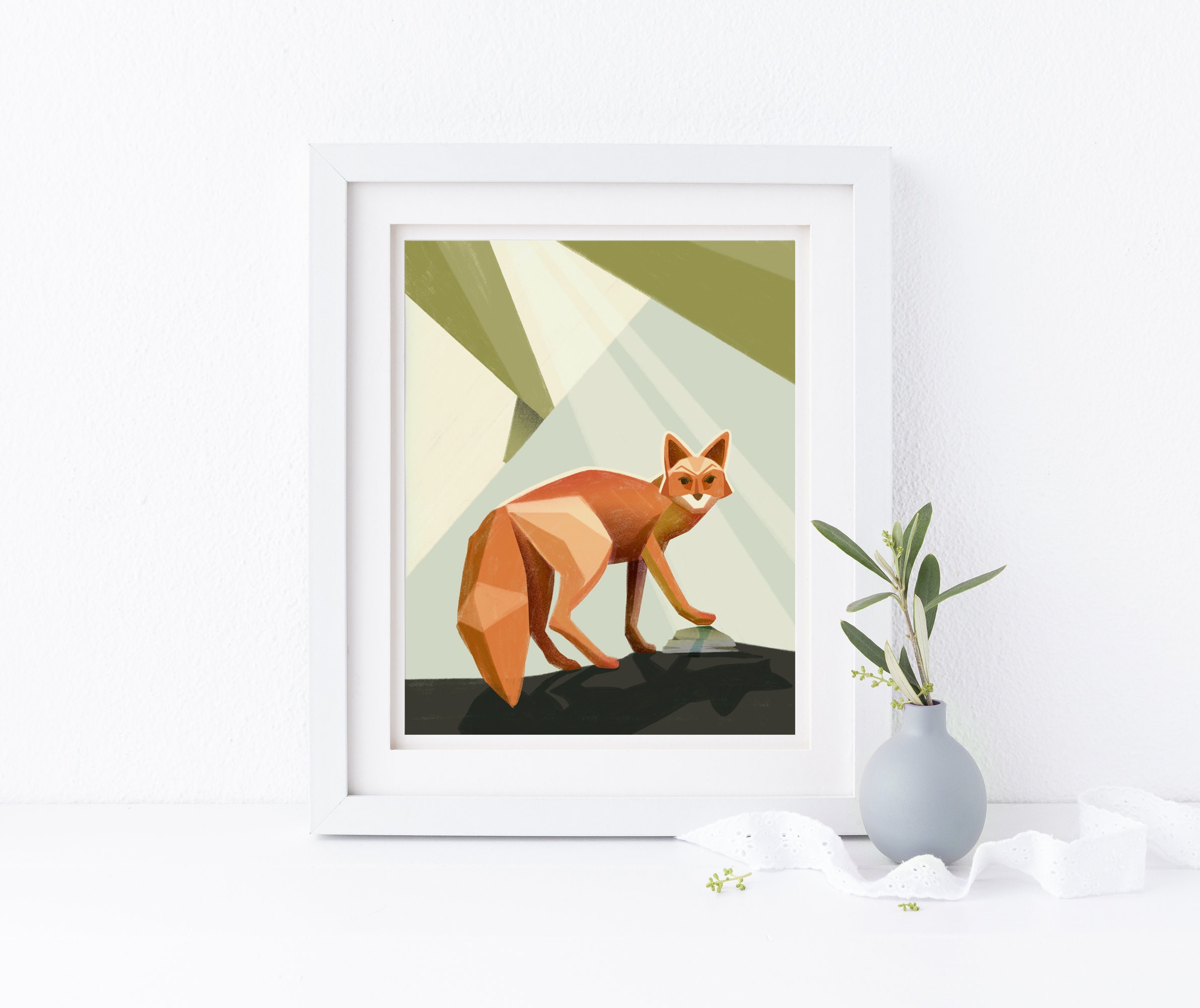Geometric Fox Wall Art Print Contemporary Printable Art Digital ...