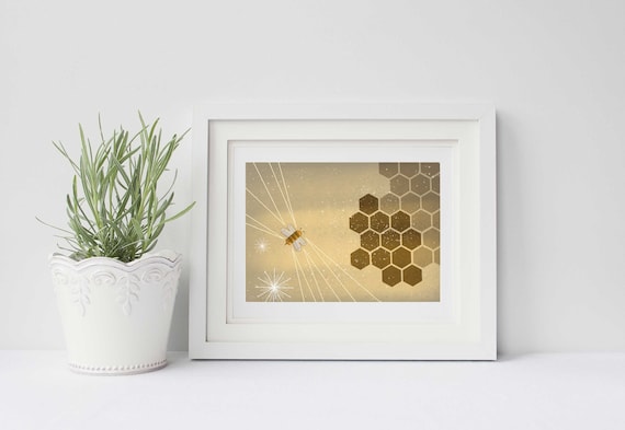Bee and Honeycomb Printable Digital Art | Etsy