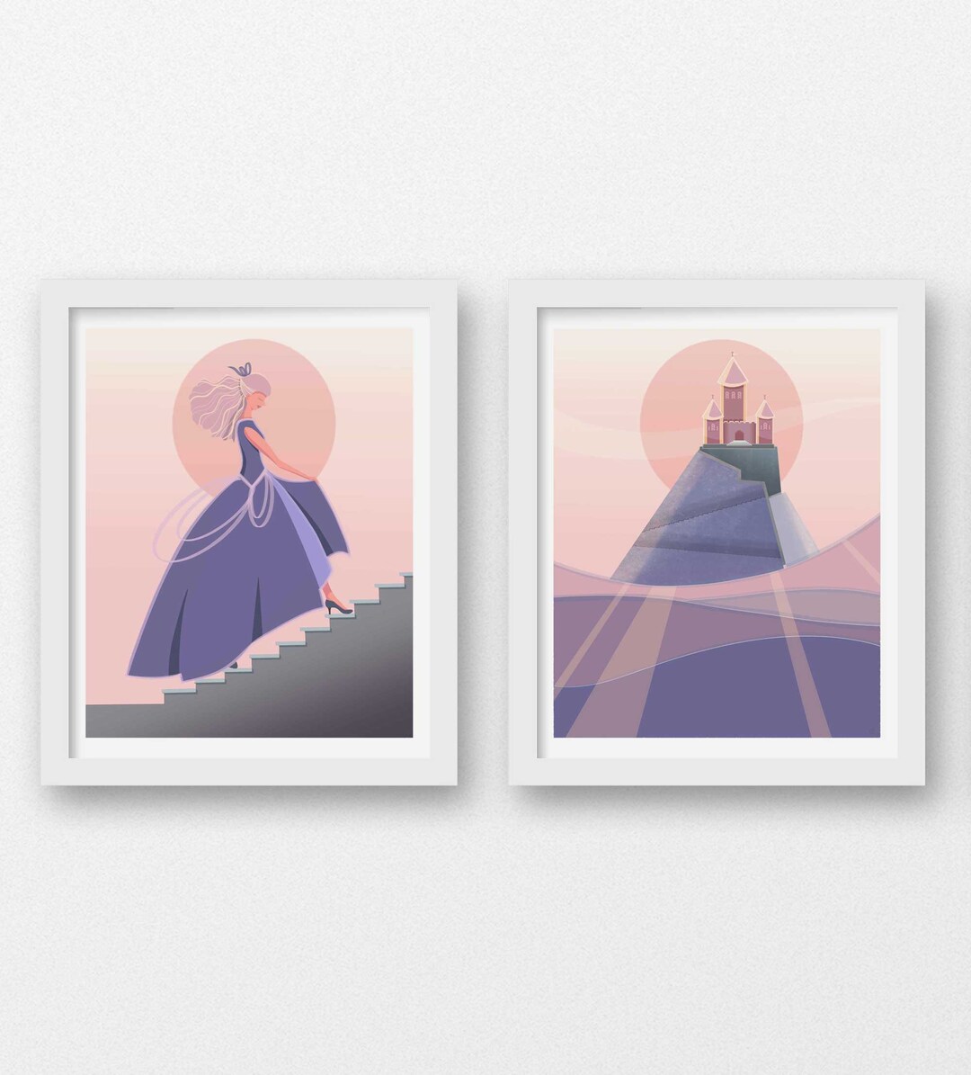 Purple Princess & Castle - Set of 2 - Printable Digital Art - Etsy