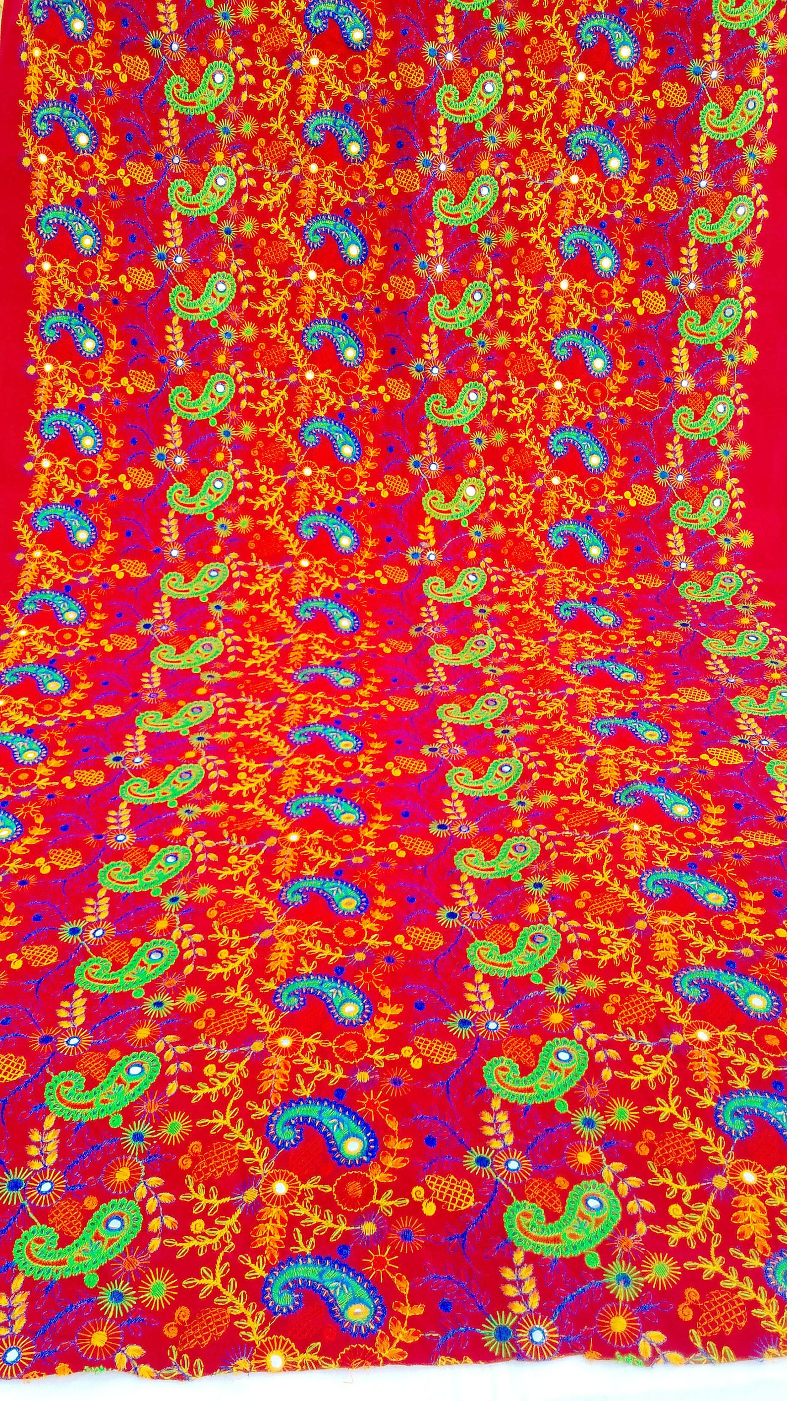 Red Craft Velvet embroidered fabric for crafting hand spun | Etsy