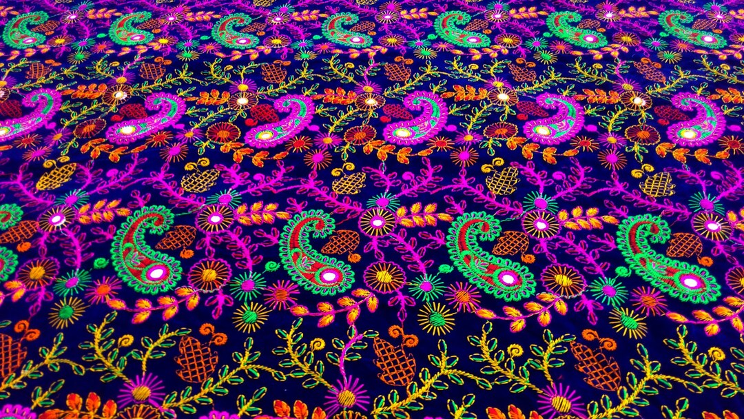 Blue Velvet Embroidered Fabric for Crafting,spun Fabric for Dress ...