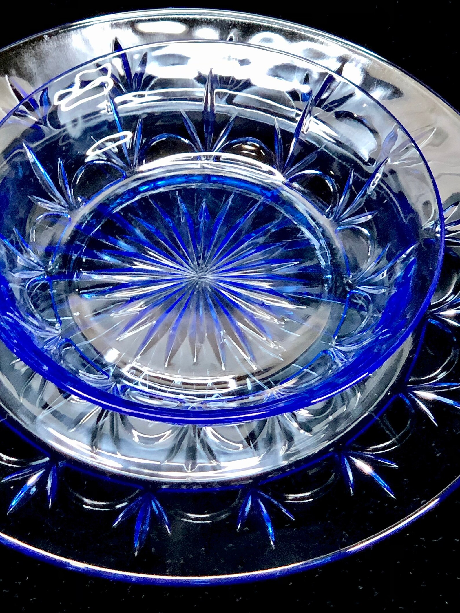 Avon American Blue Glass Dinner Place Settings Plates, Bowls and ...