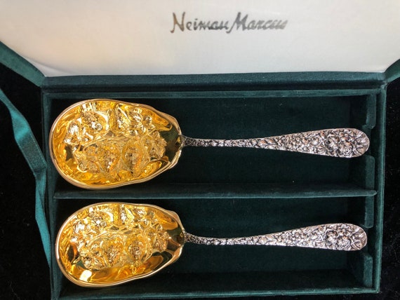 A Neiman Marcus Box Set of Two Silver Plate and Gold Washed | Etsy